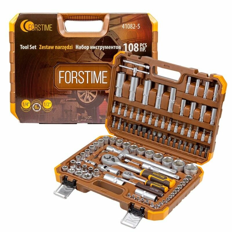 Набор инструмента 108 предметов, 1/2',1/4' (6гр.), 4-32 мм, в кейсе