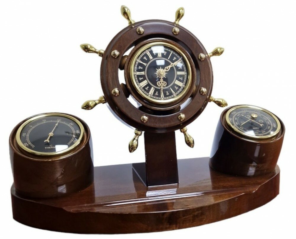 Метеостанция настольная 3 в 1 (часы, барометр, гигрометр) "Адмирал" Бриг+ L.40см