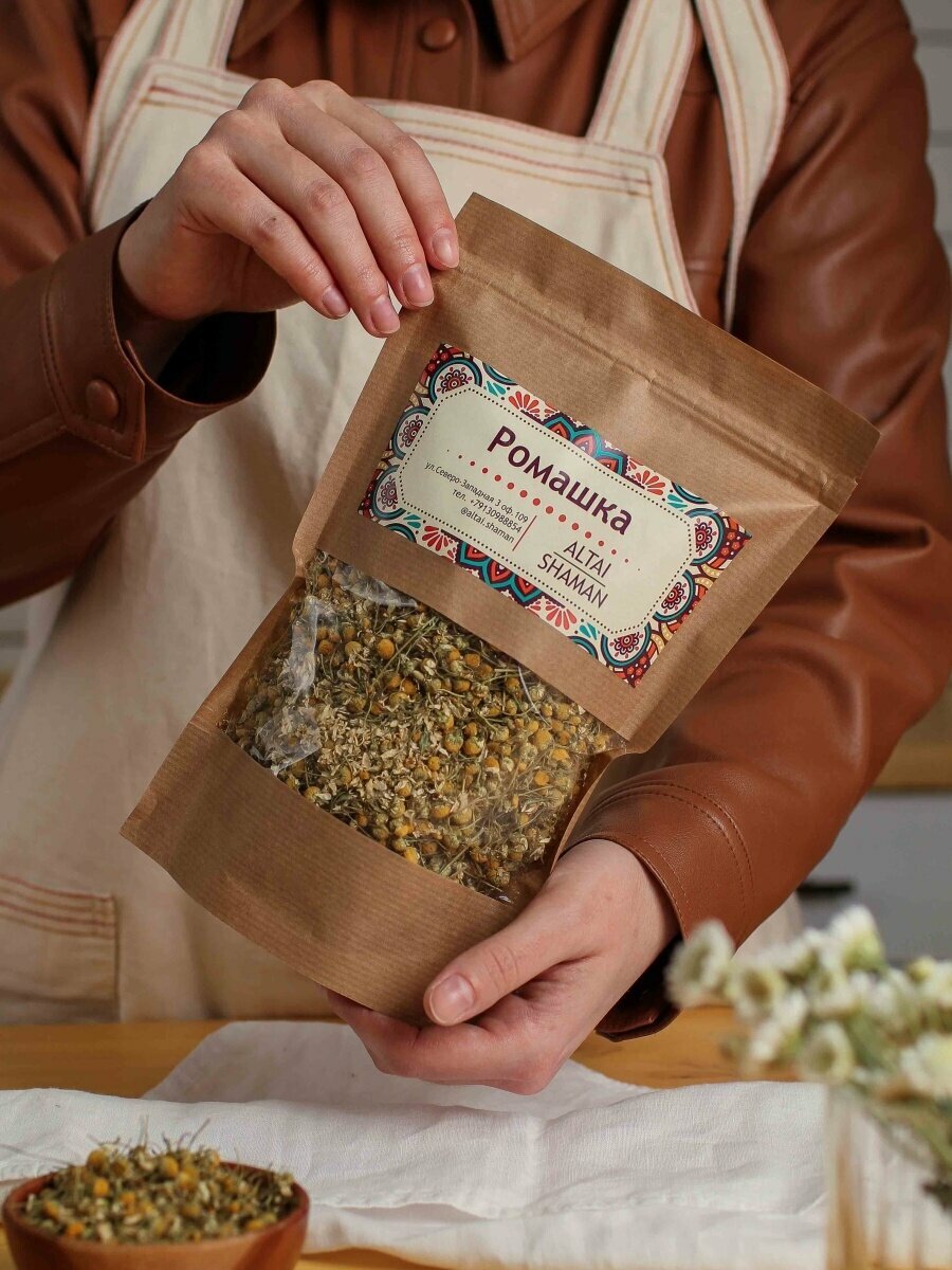 Травяной чай ALTAI SHAMAN "Ромашка", 100г, цветы (бутоны, соцветия), в Эко-крафт пакете