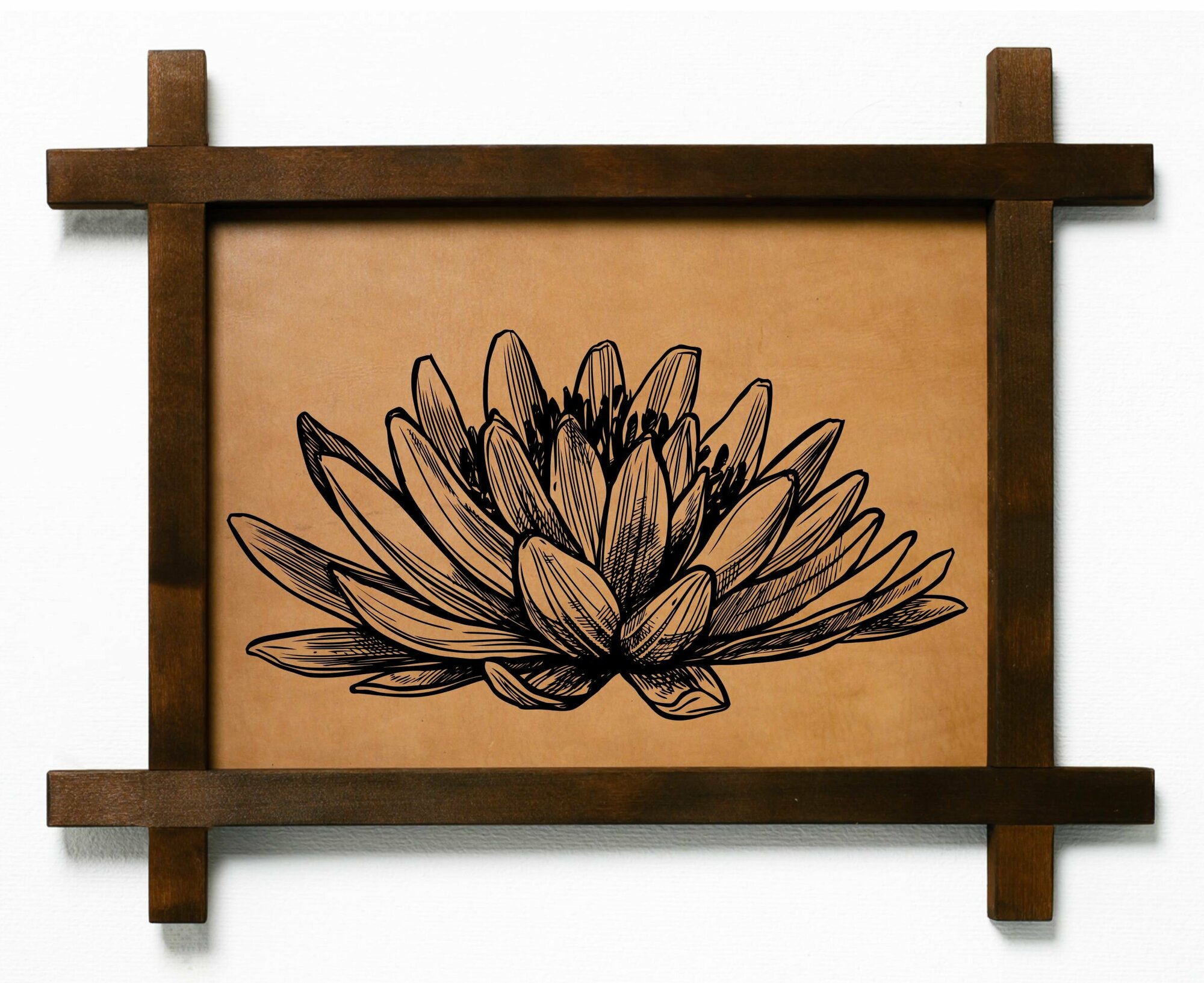 Картина интерьерная, натуральная кожа, "Лотос", в деревянной раме, BoomGift