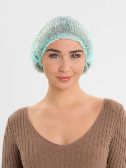 Шапочка одноразовая "Шарлотта", 50 штук, цвет зеленый