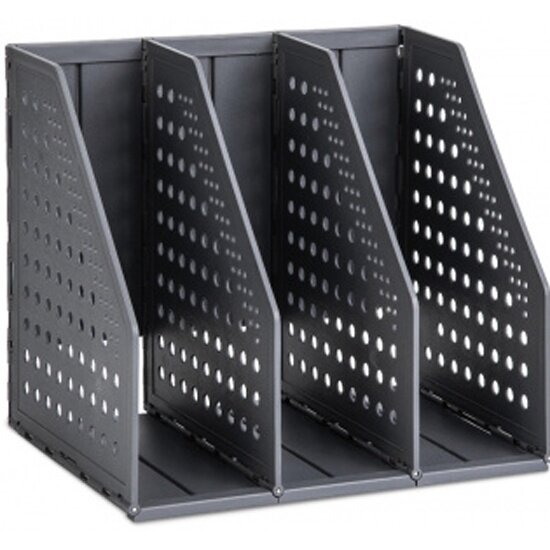 Лоток вертикальный Deli 79003Black 3отд. складной 200х150х180мм черный пластик