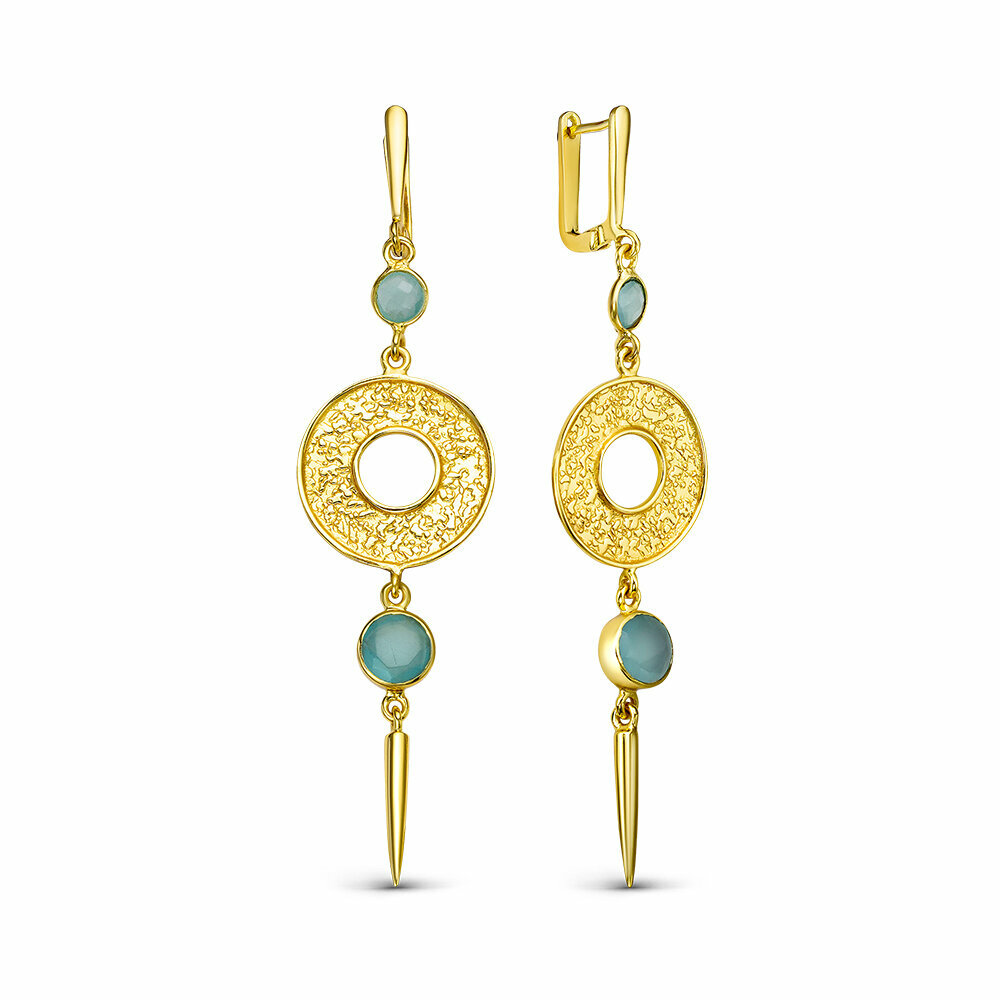 Серьги, серебро, 925 проба, халцедон