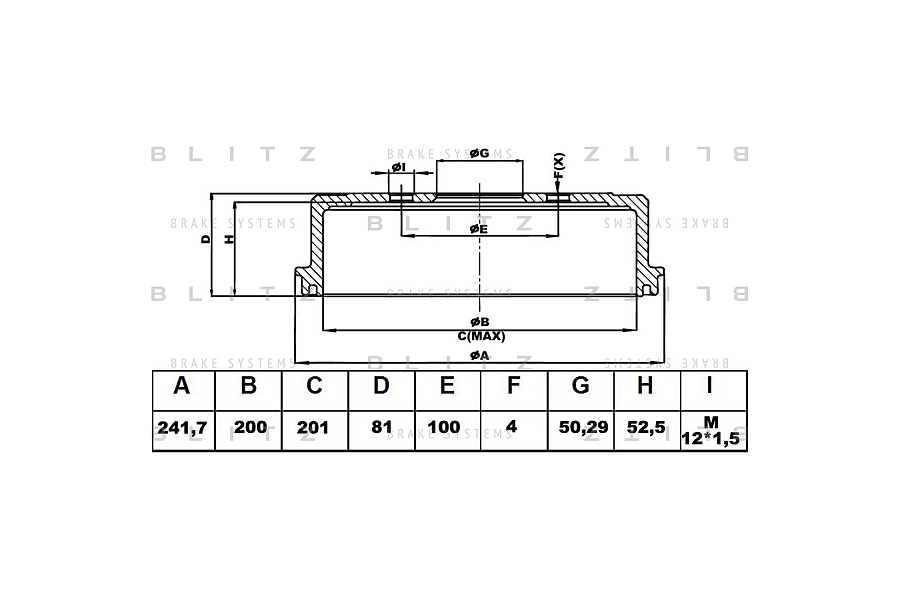 BLITZ BT0127 барабан тормозной Chevrolet (Шевроле) Lanos (Ланос) 05- Daewoo (Дэу) espero, Lanos (Ланос)