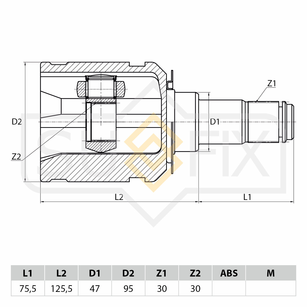 ШРУС внутренний передний правый/левый для TOYOTA LAND CRUISER, 4 RUNNER, FJ CRUISER / LEXUS GX / SUFIX ST-1122
