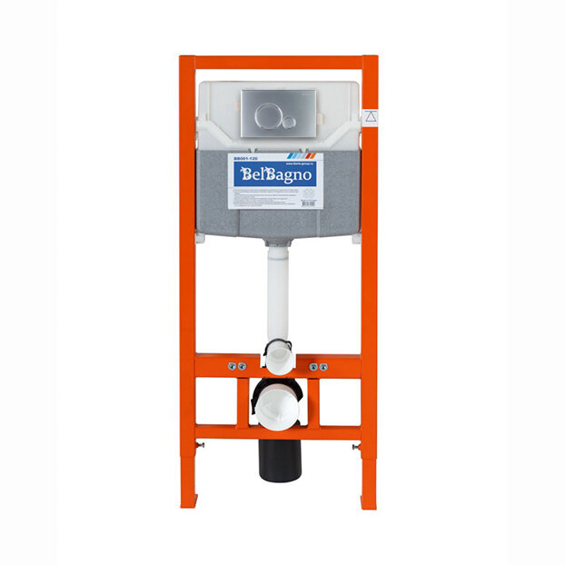 Инсталляция для унитаза BelBagno BB001-120 с кнопкой BB016-SR-CHROME. M хром матовый