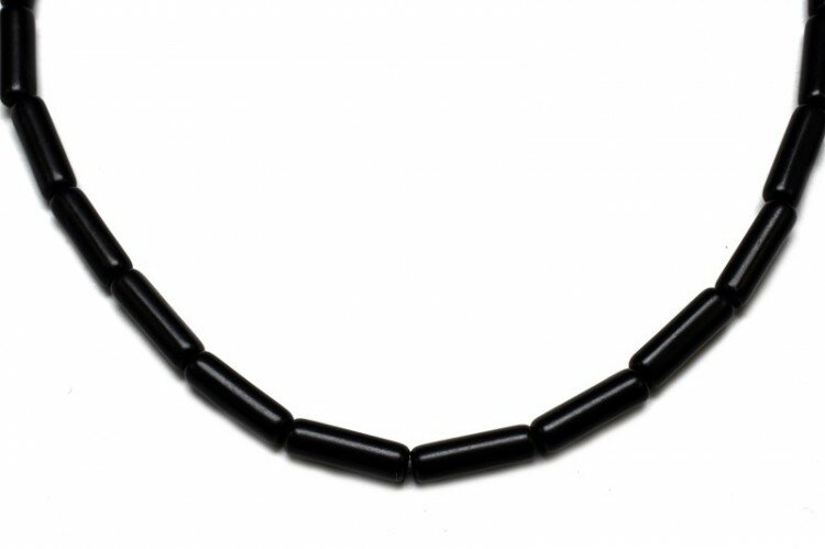 Бусина цилиндрическая Бирюза синтетическая 13х4мм, отверстие 1,2мм, цвет черный, 551-030, 1 нить (около 28шт)