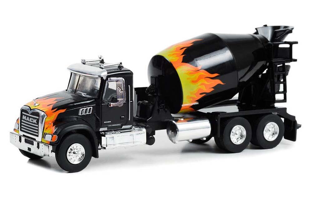 Модель коллекционная GREENLIGHT Mack granite бетономешалка 2019 black with flames (длина примерно 15 см)