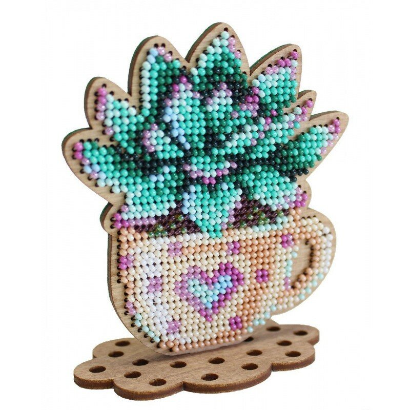 Набор для вышивания Щепка #О-076 Романтичная эхеверия, Вышивка бисером, 10 x 9 x 5 см