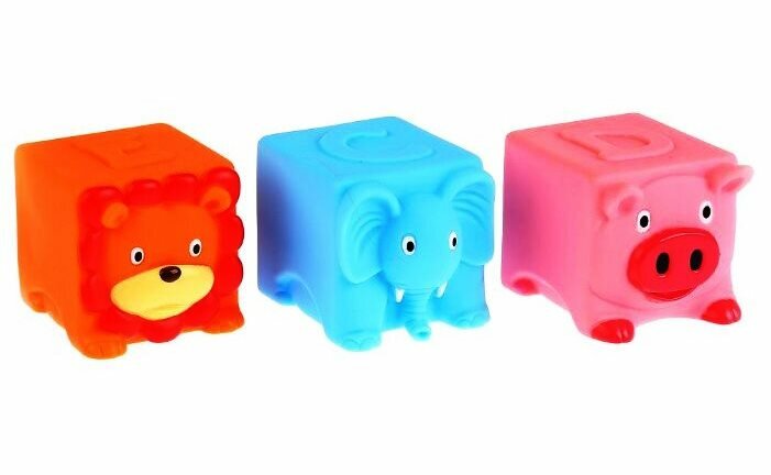 Играем вместе. Игрушка для купания 3 кубика (DEF) пищалка, в сетке арт. LNX29-30-31