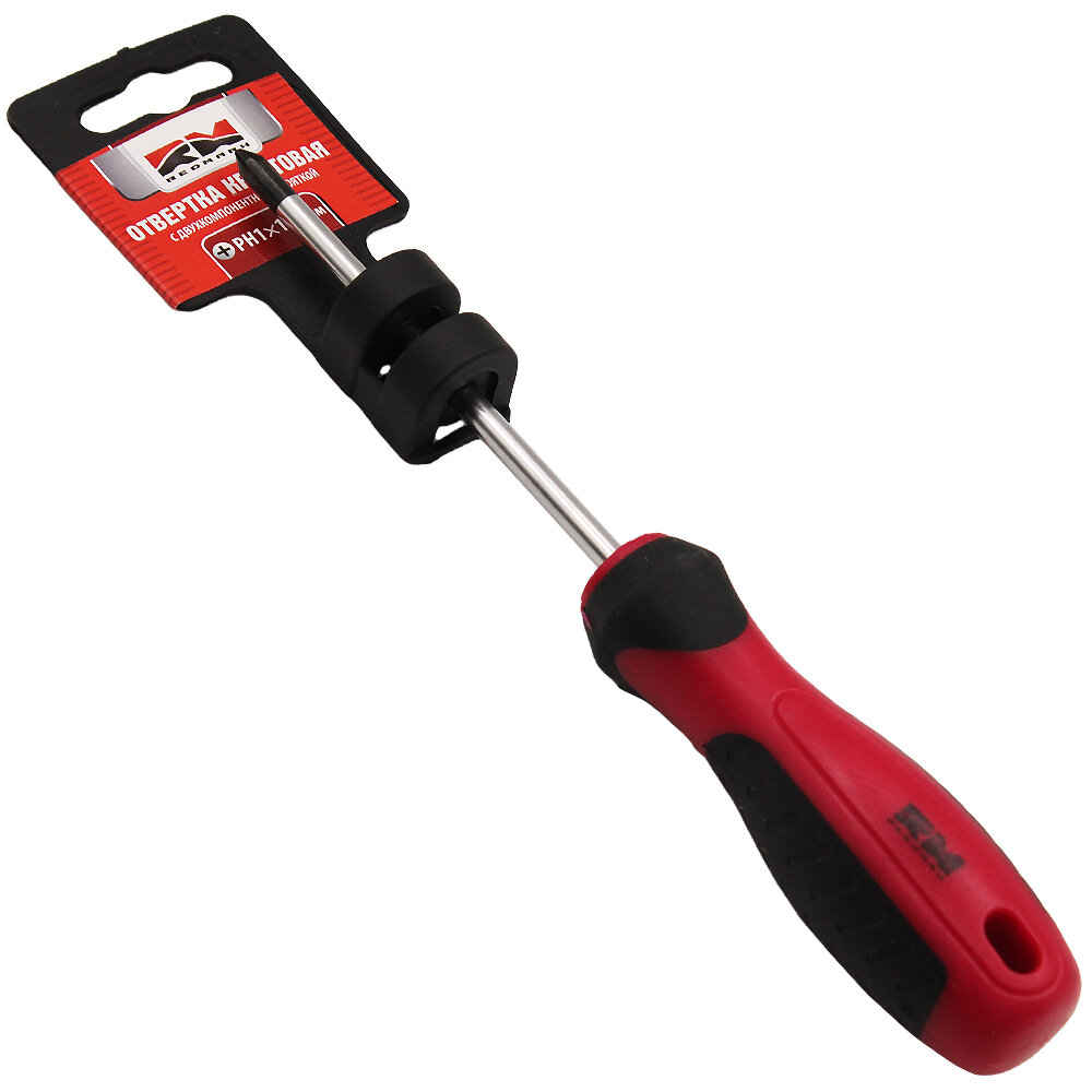 Отвертка крестовая RedMark PH1х100 мм c двухкомпонентной рукояткой