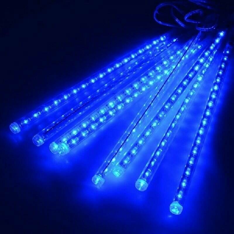 Гирлянда Прозрачная Нить Сосулька Мерцающая 10LED 5м Синий свет IP65