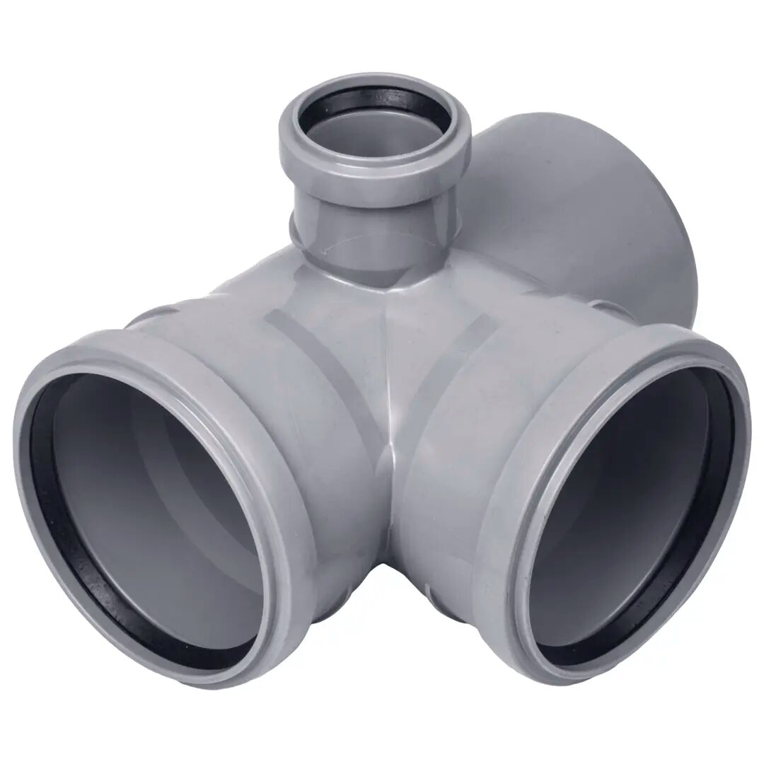 Крестовина двухплоскостная 110х110х50 мм, 87°, правая, для внутренней канализации, серая, ПОЛИТЭК | 1201104