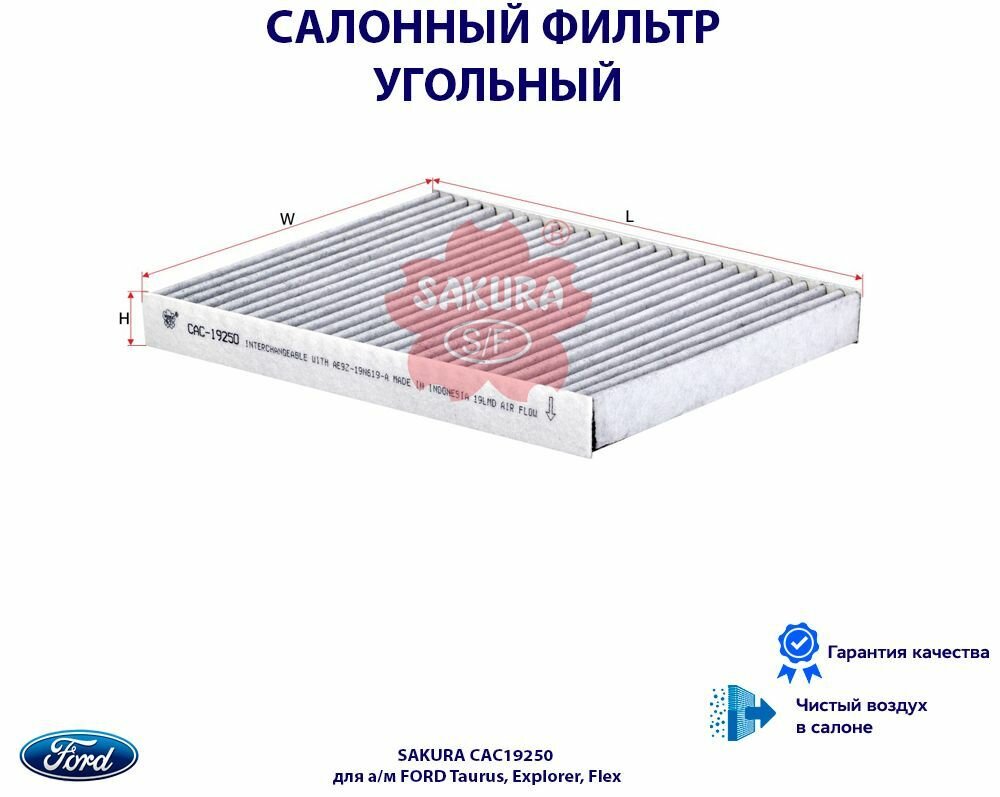 Фильтр салонный угольный Sakura CAC19250 для а/м FORD Taurus, Explorer, Flex
