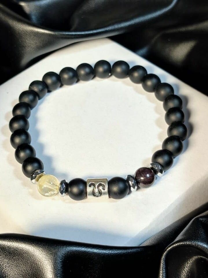 Браслет, цитрин, гранат