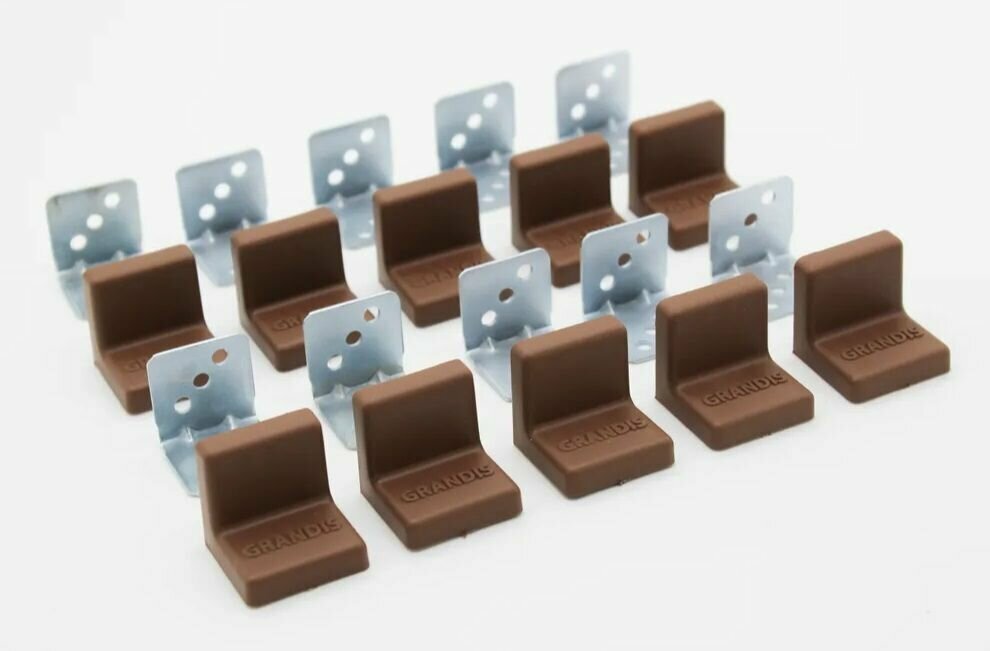 Уголок мебельный , 25*25 мм, с пластиковой заглушкой в комплекте , Grandis , цвет орех (10 штук)