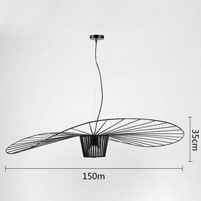 VERTIGO люстра в виде шляпы (с металлическими спицами) (черный, 150*35)