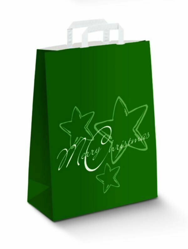 5 шт. Пакет новогодний 200х280х100мм Topcraft Звезда зеленая, арт.114