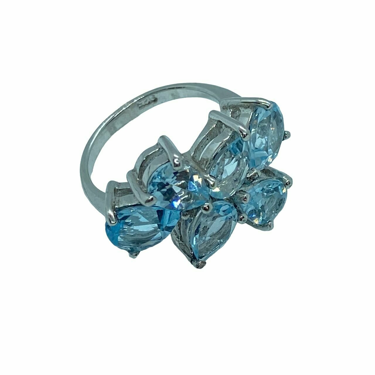 Кольцо на фалангу, серебро, 925 проба, родирование, топаз