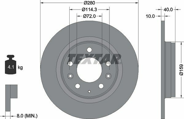 Диск тормозной задний с покрытием pro hongqi/mazda/mazda (faw)/zhonghua(brilliance) textar 92125603