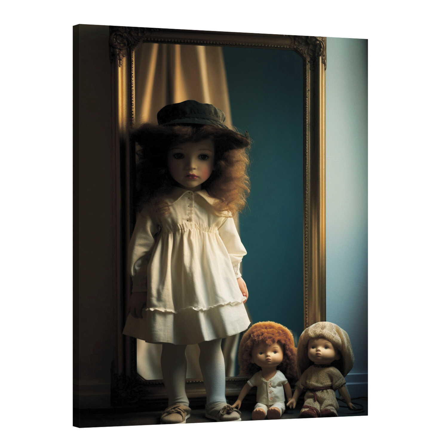 Интерьерная картина 50х70 "Кукла в зеркале"