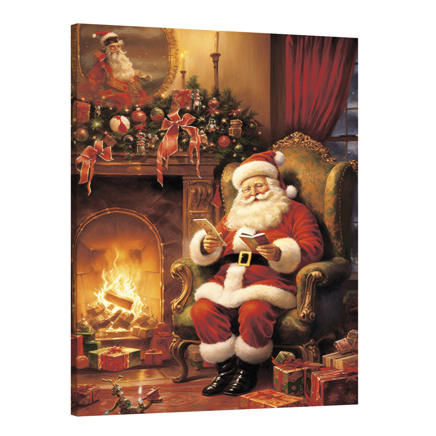 Интерьерная картина 50х70 "Новогодний вечер с Дедом Морозом"