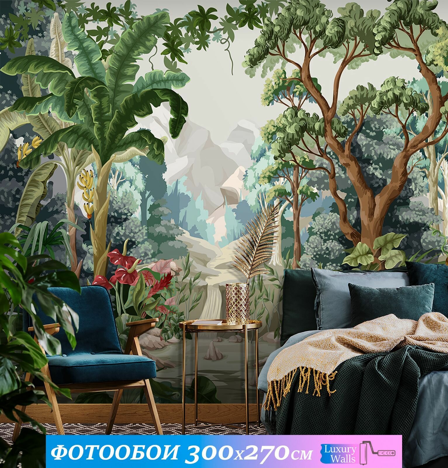 Фотообои на стену флизелиновые 3d "Деревья, Листья" 300х270 см Luxury Walls AM10303