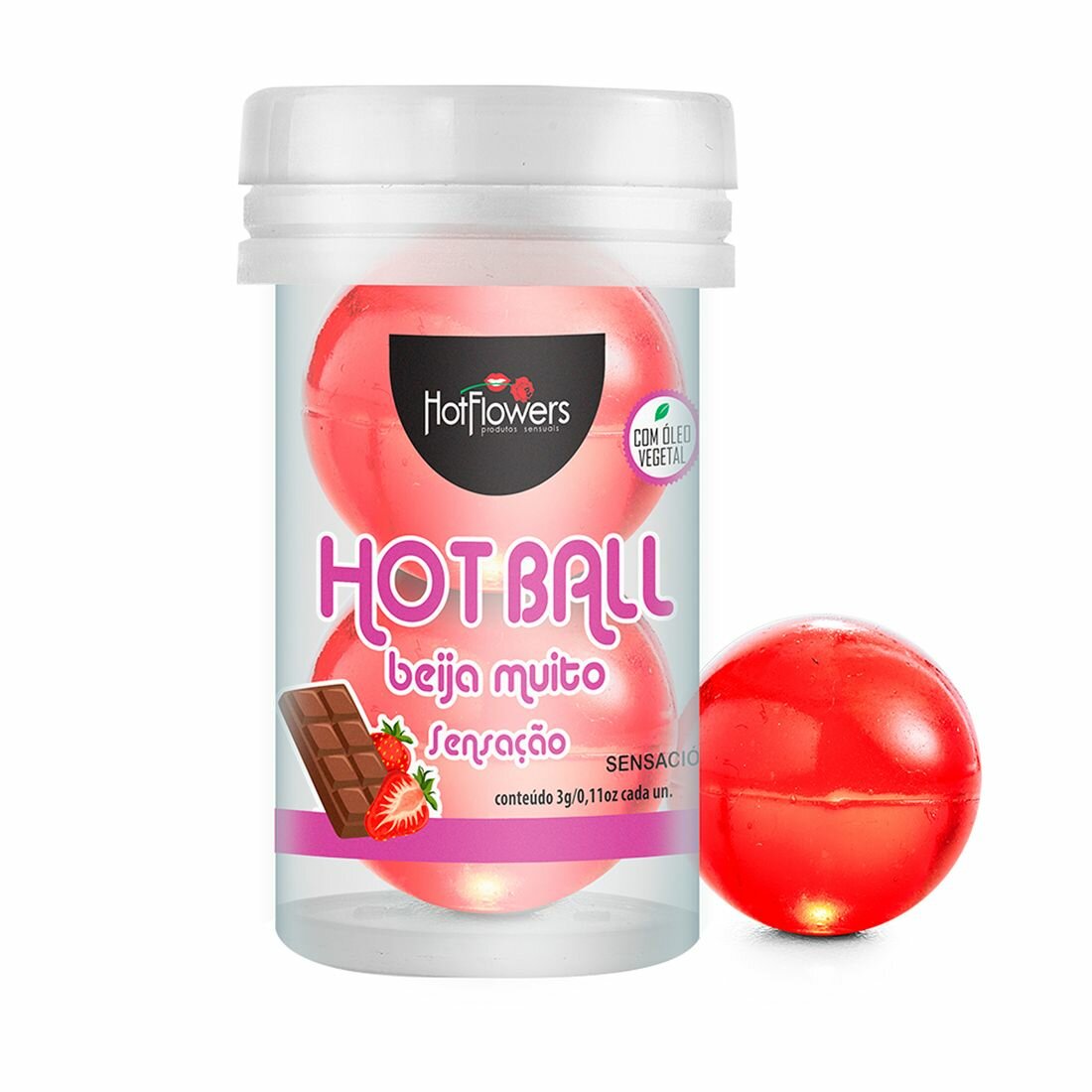 Лубрикант на масляной основе с ароматом шоколада и клубники Hot Ball Beija Muito, 6 г