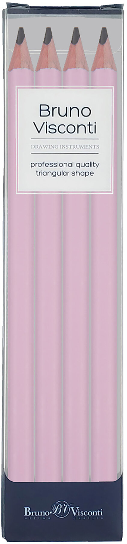 Набор чернографитовых карандашей HappyGraphix Jumbo. Зефирный сиреневый, 4B, 4 штуки