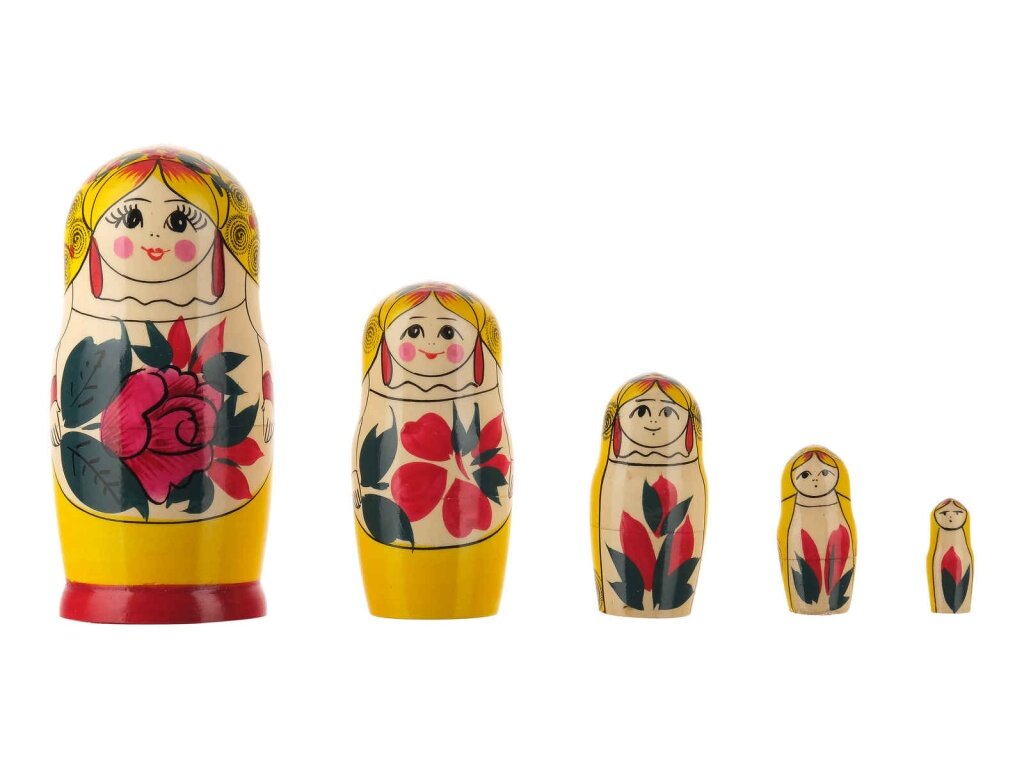 LHM10108 Матрешка традиционная 5 кукольная "Сударушка", Хохлома