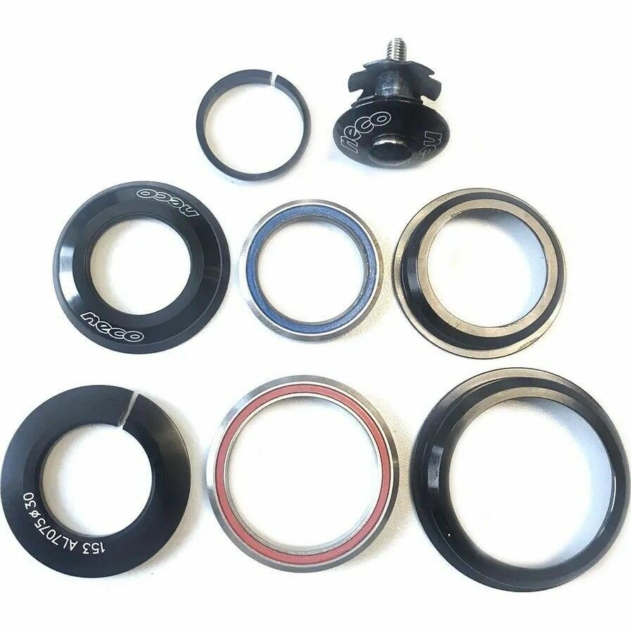 Рулевая колонка Neco H384AEM, ZS44/56, 1 1/8", алюм. чашки, пром. подшипники, черный