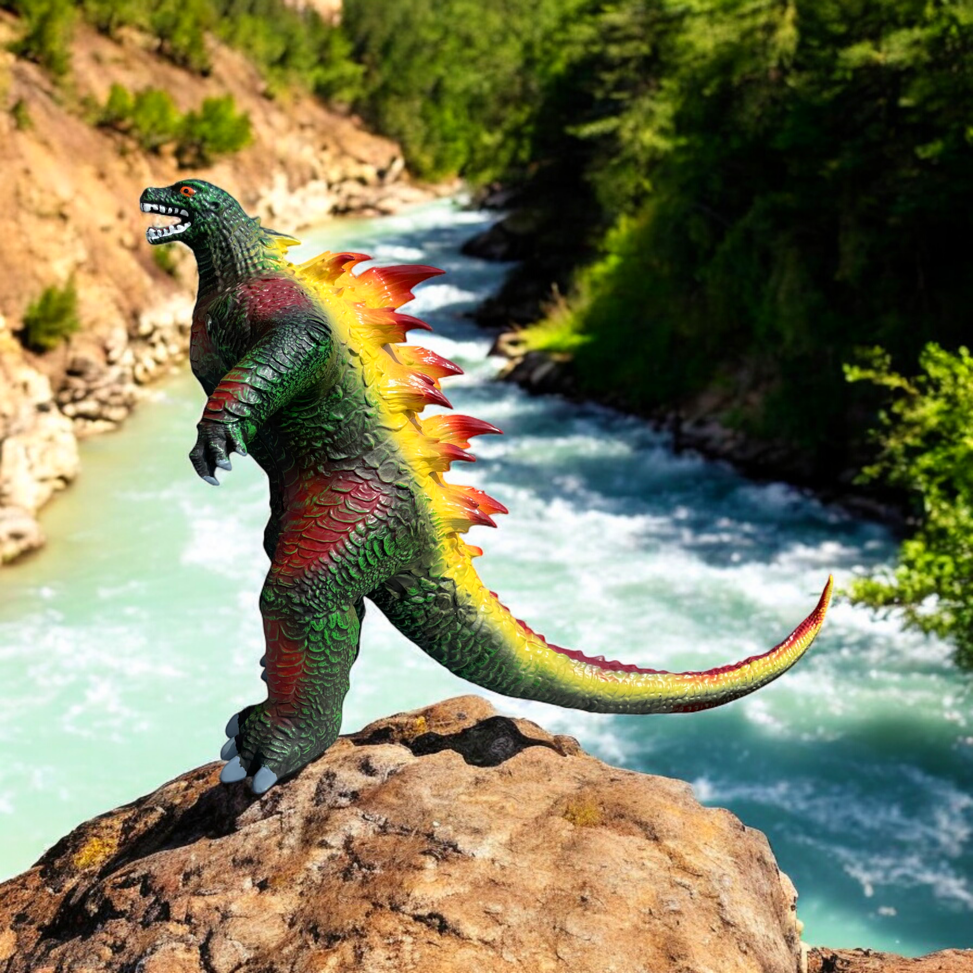 Годзилла музыкальная резиновая 90 см Динозавр Годзилла желтая.