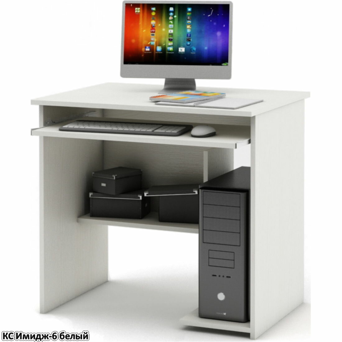 Компьютерный стол Имидж-6 Белый, ЛДСП, МФ Владимир VMF, 80х74,6х60 см.