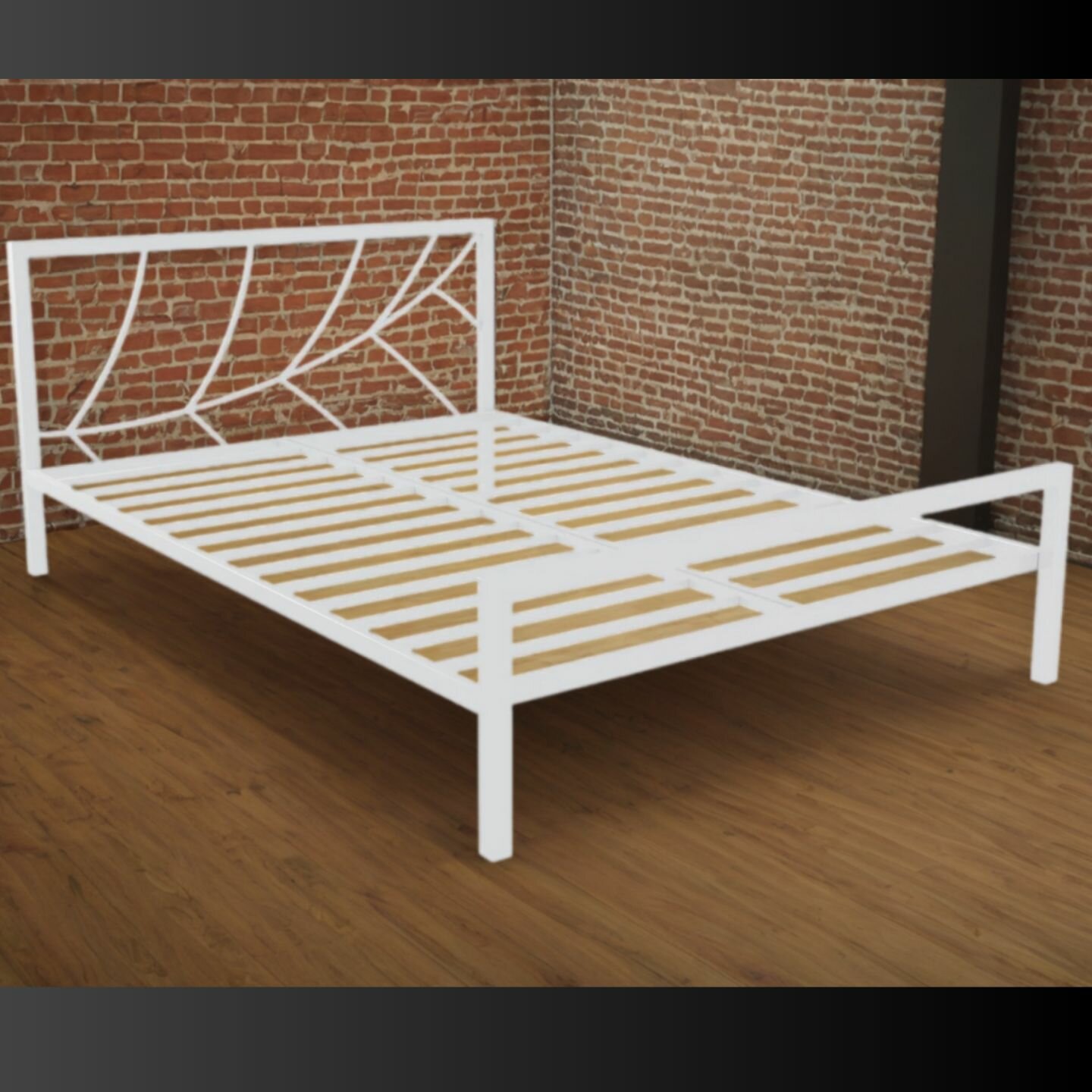 Кровать LOFT Mebell Вивьен 200х120, металлическая, белая, кованая, с основанием, усиленная