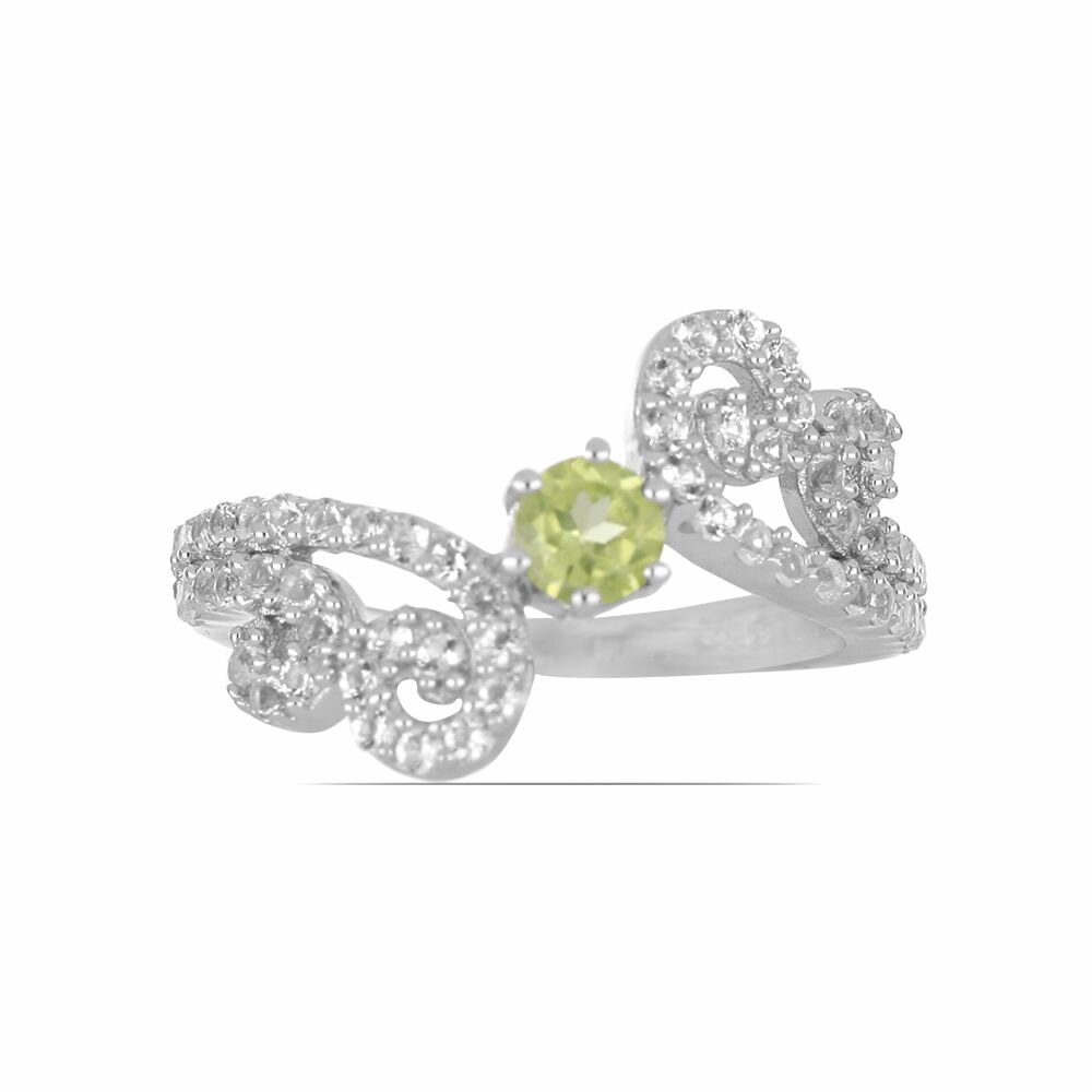 Кольцо, серебро, 925 проба, родирование, хризолит