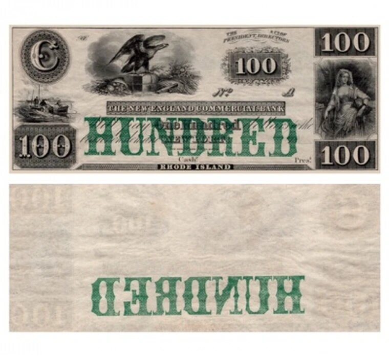 100 долларов 1860 США, Ньюпорт, штат Род-Айленд, сувенирная копия, банкноты и купюры редкие коллекционные