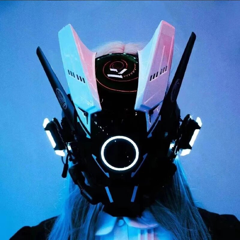 Маска Для Косплея В Стиле Киберпанк Со Светодиодной Подсветкой, Ритмичная Технология, Изменяющаяся Подсветка