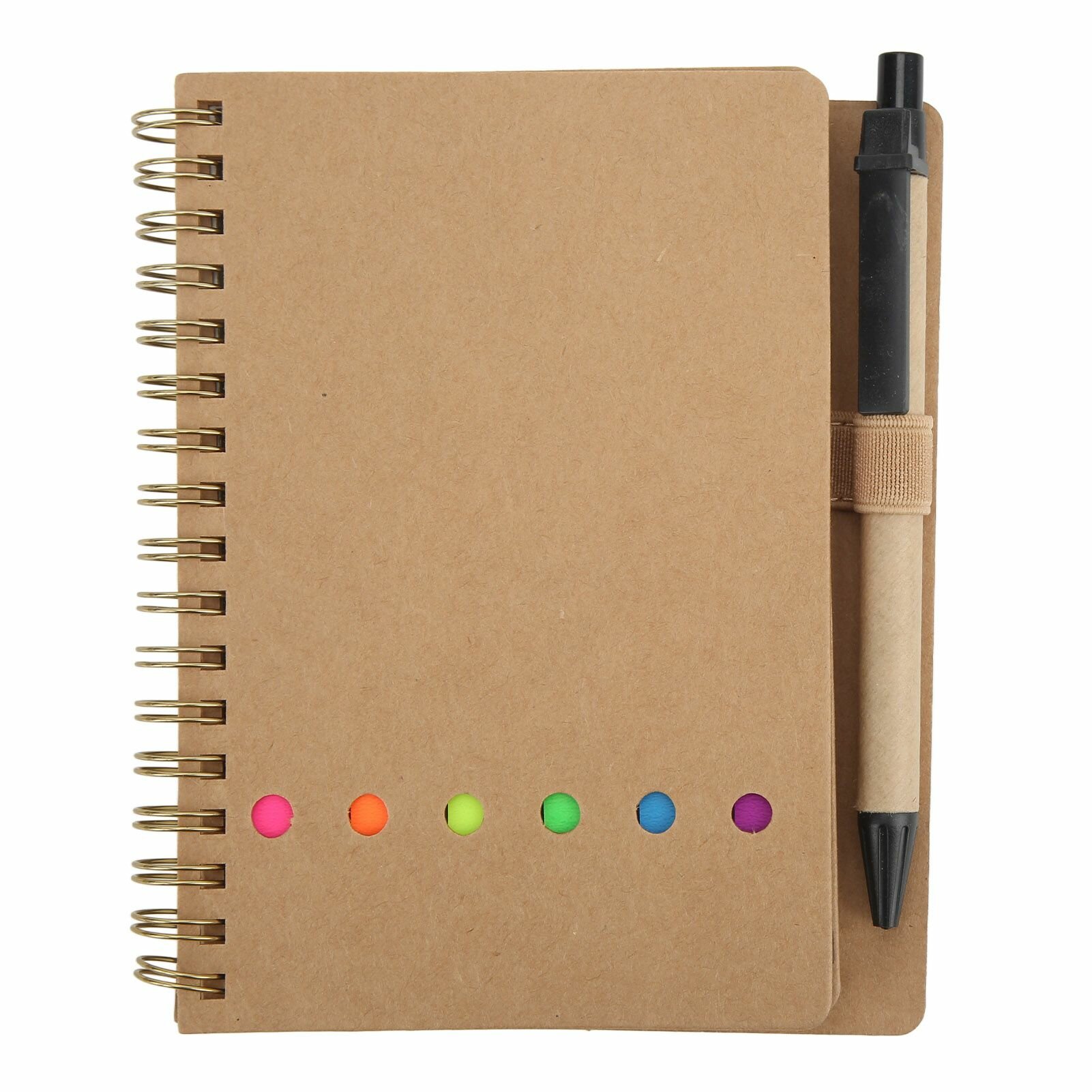 Портативный простой кожаный блокнот с двойной катушкой, студенческий блокнот со вставкой для ручки, офисные канцелярские принадлежности, коричневый