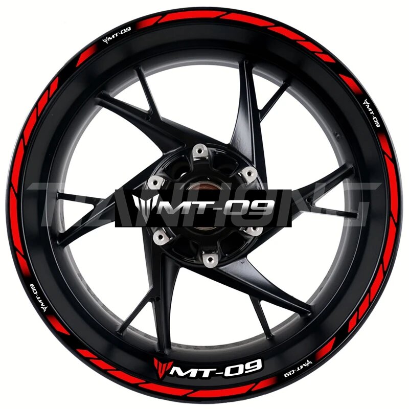 Наклейка на ступицу колеса для Yamaha MT-09, декоративная наклейка MT09 Set MT 09, внутренняя и внешняя ободки, светоотражающая Водонепроницаемая Высококачественная наклейка 2022 Черный, MT-09