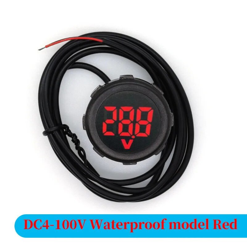 Водонепроницаемый вольтметр DC 4-100V, Red, 1 Pcs