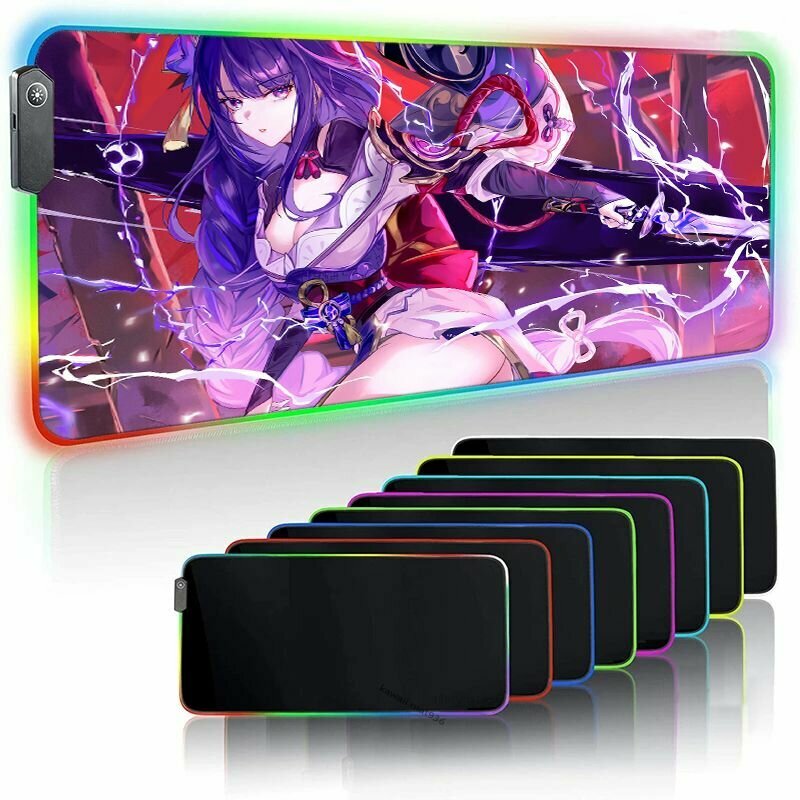 Коврик для мыши Genshin Impact Original God Series XXL, зеркальный, RGB, нескользящий, 90 см x 40 см