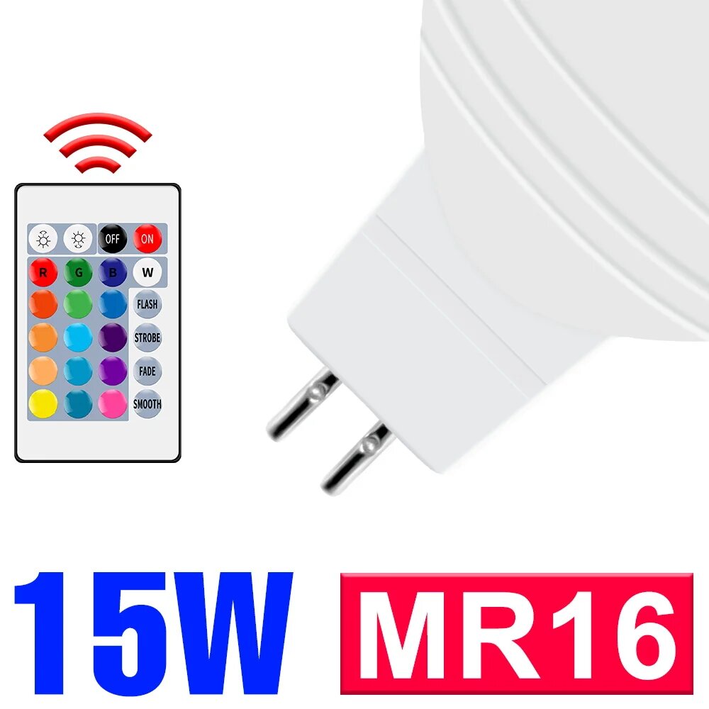 Светодиодная лампа DuuToo RGB E27 Type-A-MR16-15W, Warm-White, Milky