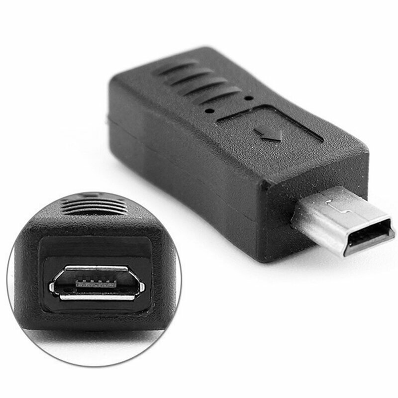 Многофункциональный Адаптер Micro USB для подключения к Mini USB для подключения к Разъему Зарядного Устройства Черный