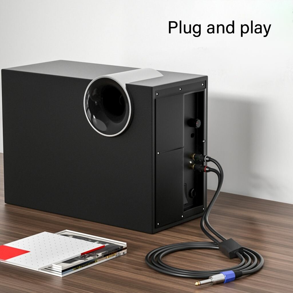 6.35 мм на 2RCA кабель подключение компьютера к динамикам усилителям провод черный/серебристый, серебро - 5m