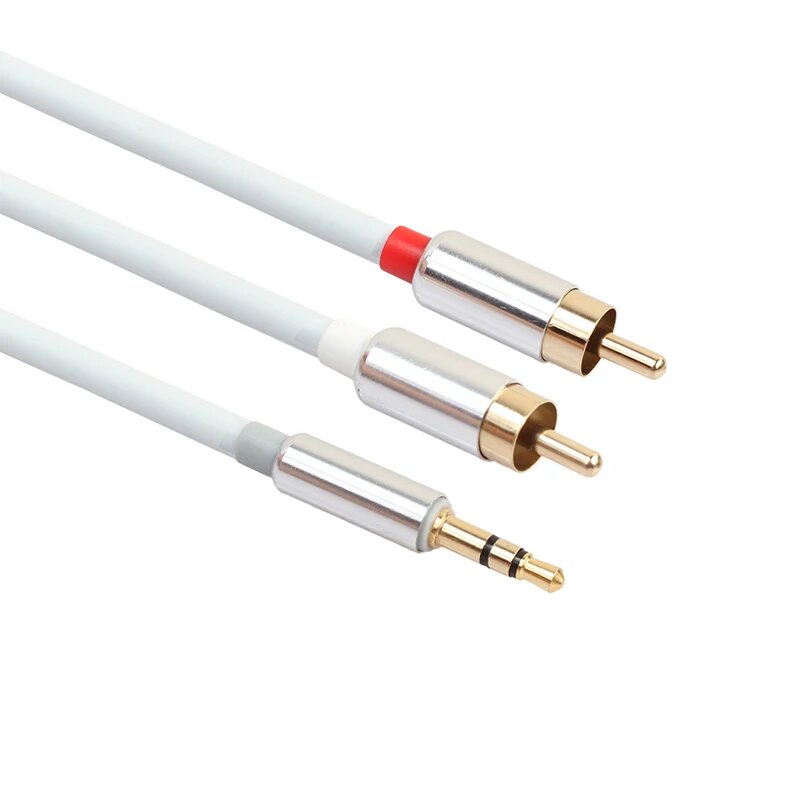Аудиокабель 3.5 мм TRS на 2 RCA, белый
