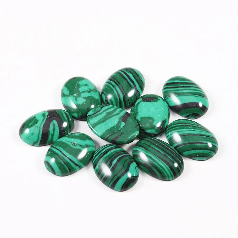 Кабошоны из природного камня Tiparts Изумрудный, 10x14mm 10Pcs, malachite
