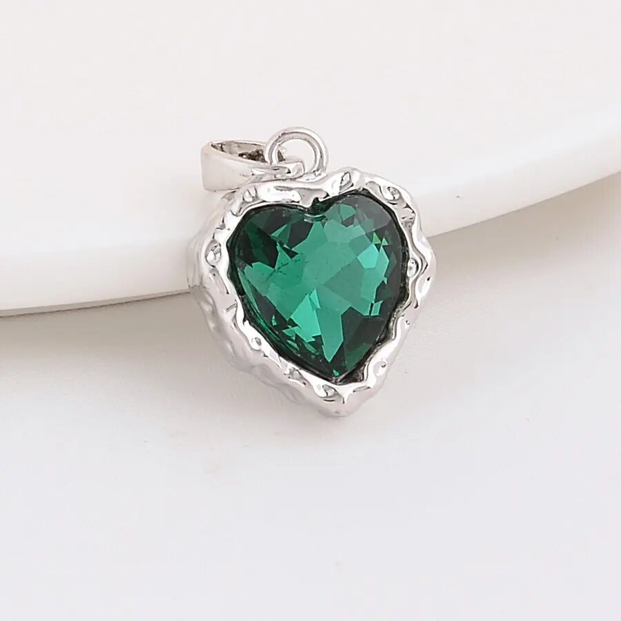 Подвеска сердце, платина, кристалл, 14к