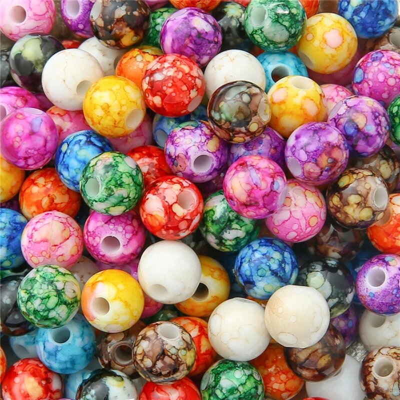 Бусины акриловые 8 мм, Mix Color, 100 шт.