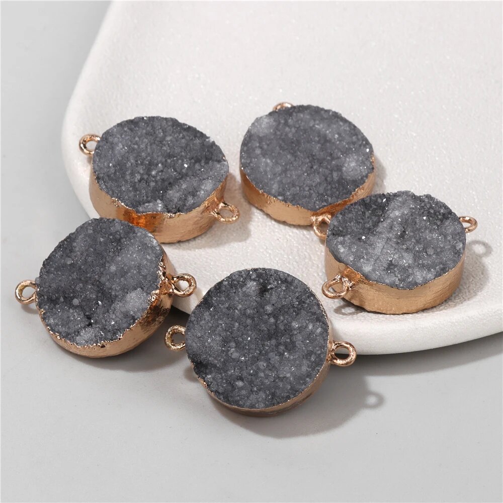 Двойные подвески из агата для браслетов Темно-синий, No.5 Grey