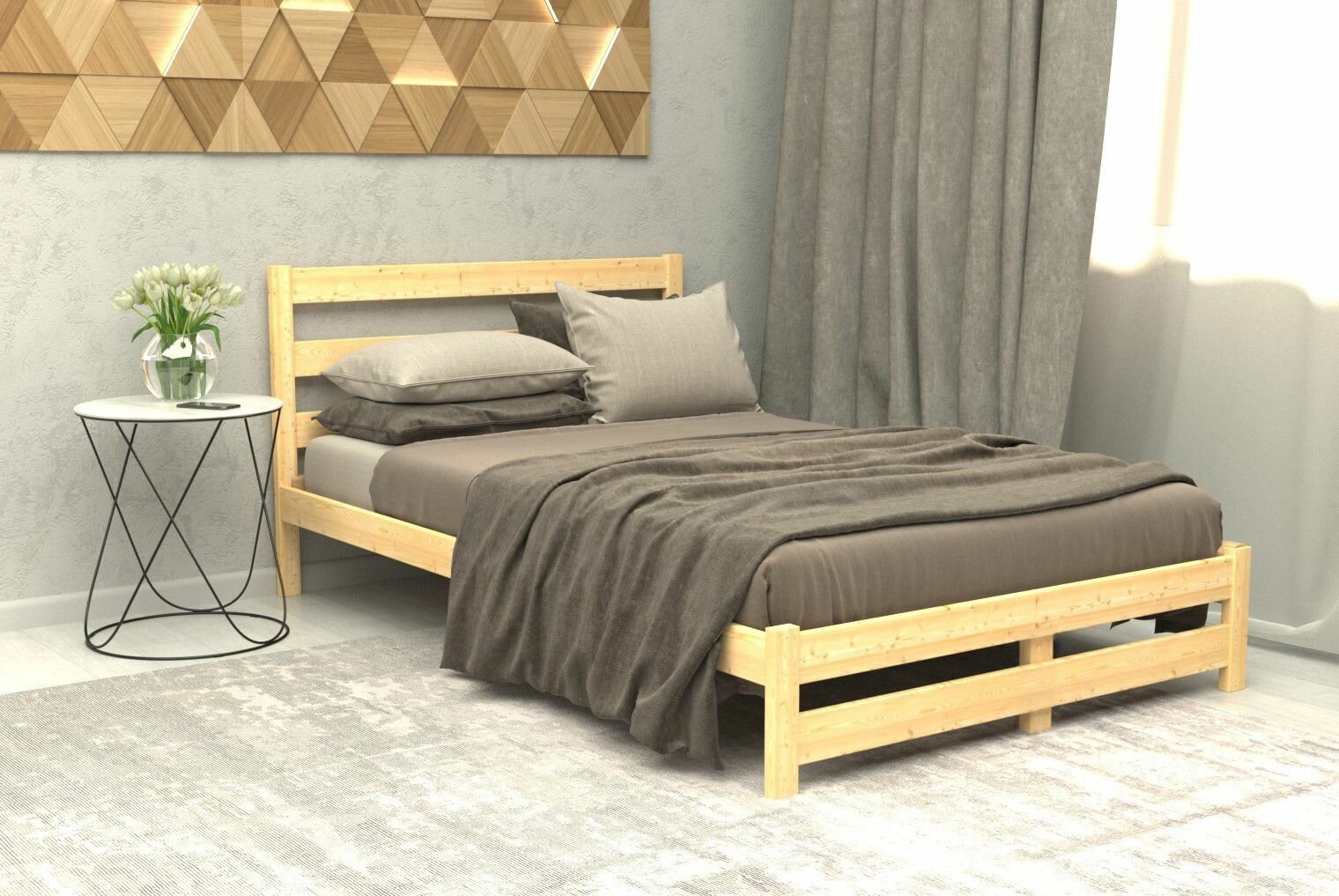 Кровать "Соня", массив берёзы, реечное основание, двухспальная, 140х200 см